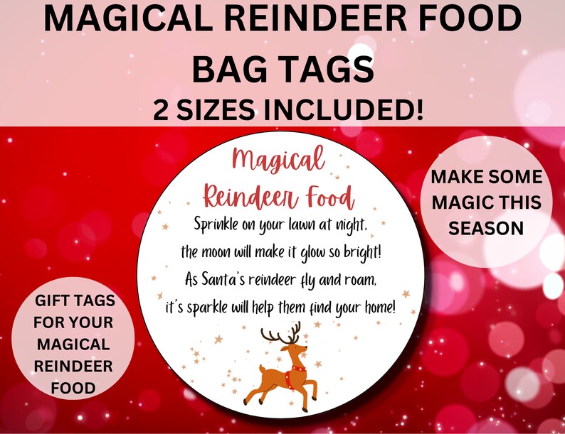 Printable Magical Reindeer Food Tag, Magic Reindeer Food Labels ...