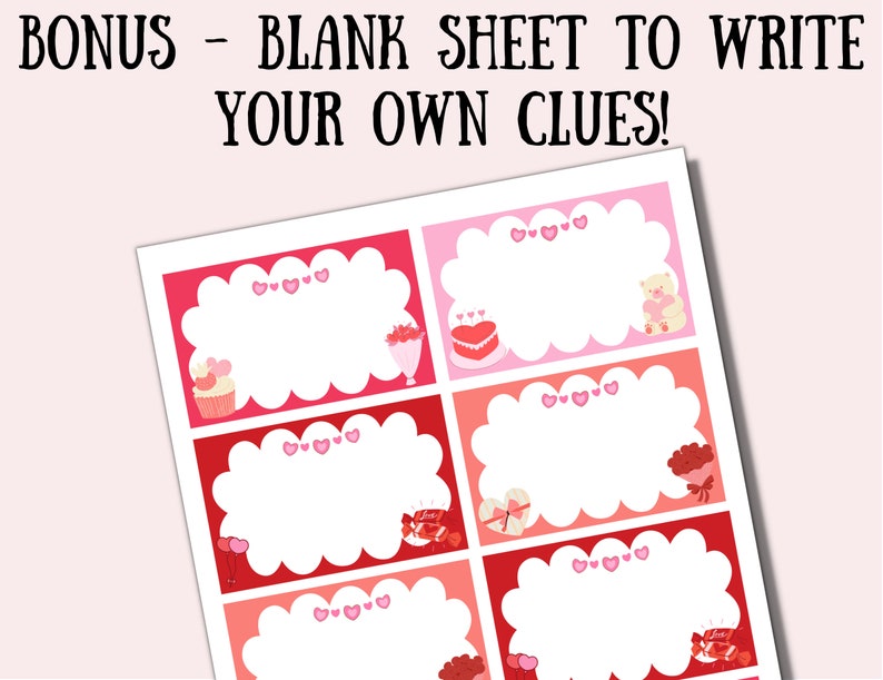 Indoor Valentines Scavenger Hunt Game, Valentine Treasure Hunt Clues ...