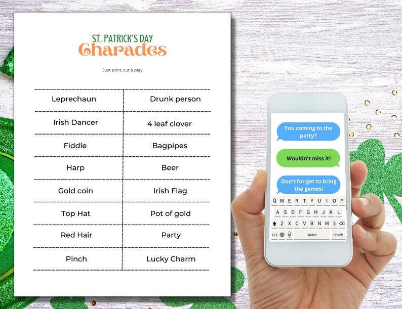 St Patricks Day Charades, Office Party Game, Dirnking Game, Family Game ...