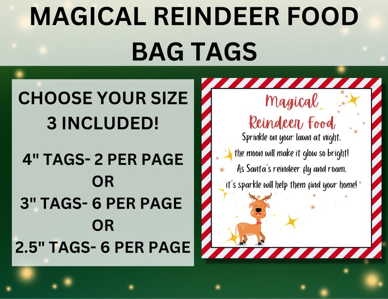 Printable Magical Reindeer Food Tag, Magic Reindeer Food Labels ...