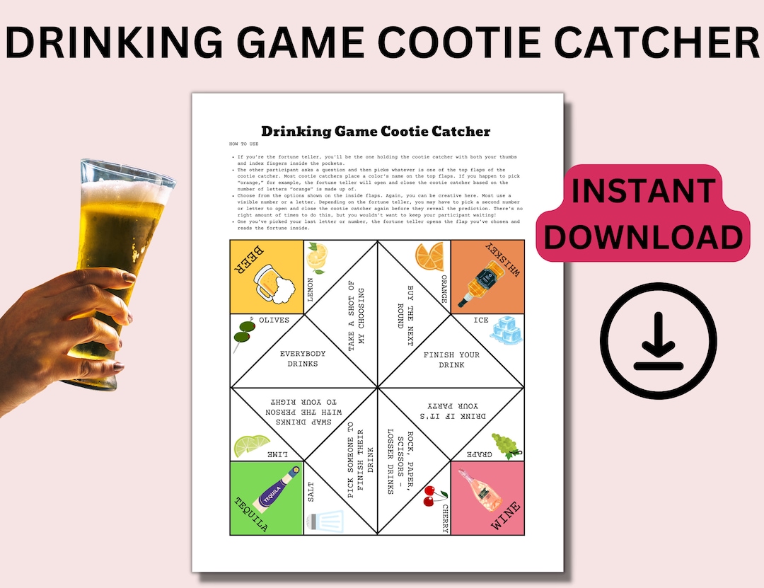 Adult Drinking Game, Cootie Catcher Game, Mature Game, Printable ...