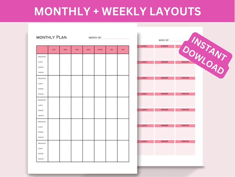 Rose Pink Meal Planner, Meal Prep, Meal Planning, Grocery List ...
