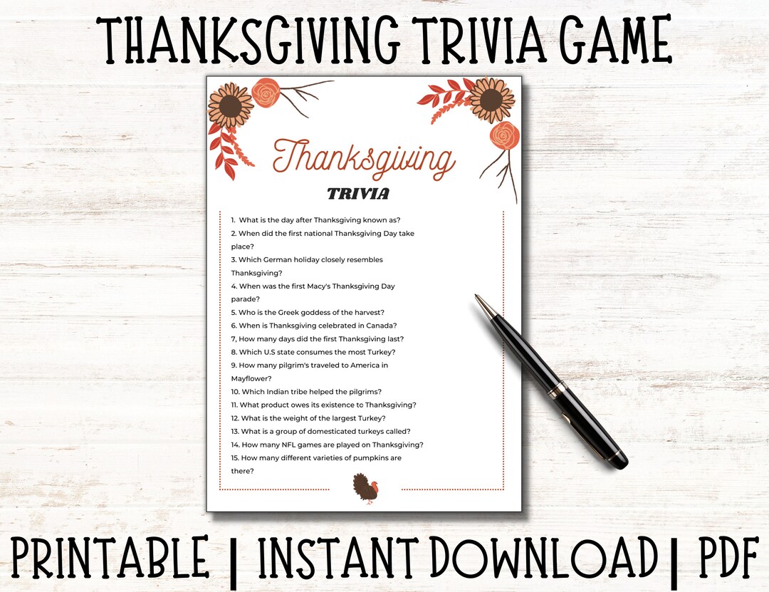 Thanksgiving Trivia Game, Thanksgiving Party Game, Friendsgiving Party ...