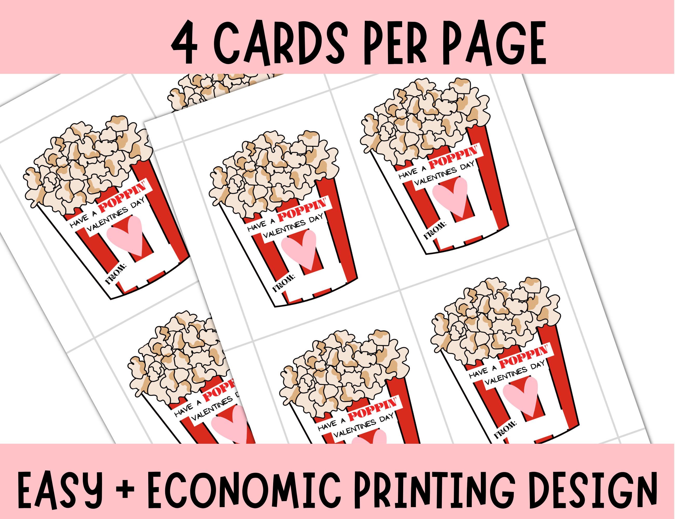 Popcorn Valentines, Popcorn Valentine Tag, Class Valentine Cards ...