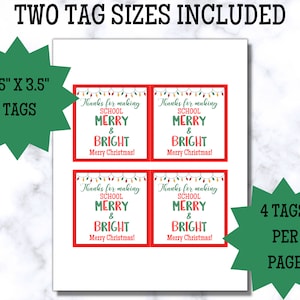 Printable Teacher Christmas Gift Tag, Thank You for Making School Merry ...