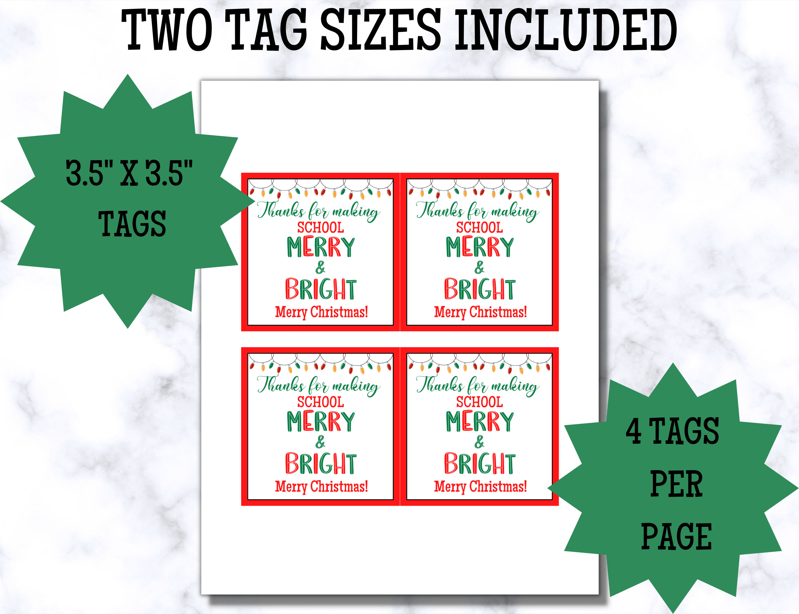 Printable Teacher Christmas Gift Tag, Thank You for Making School Merry ...