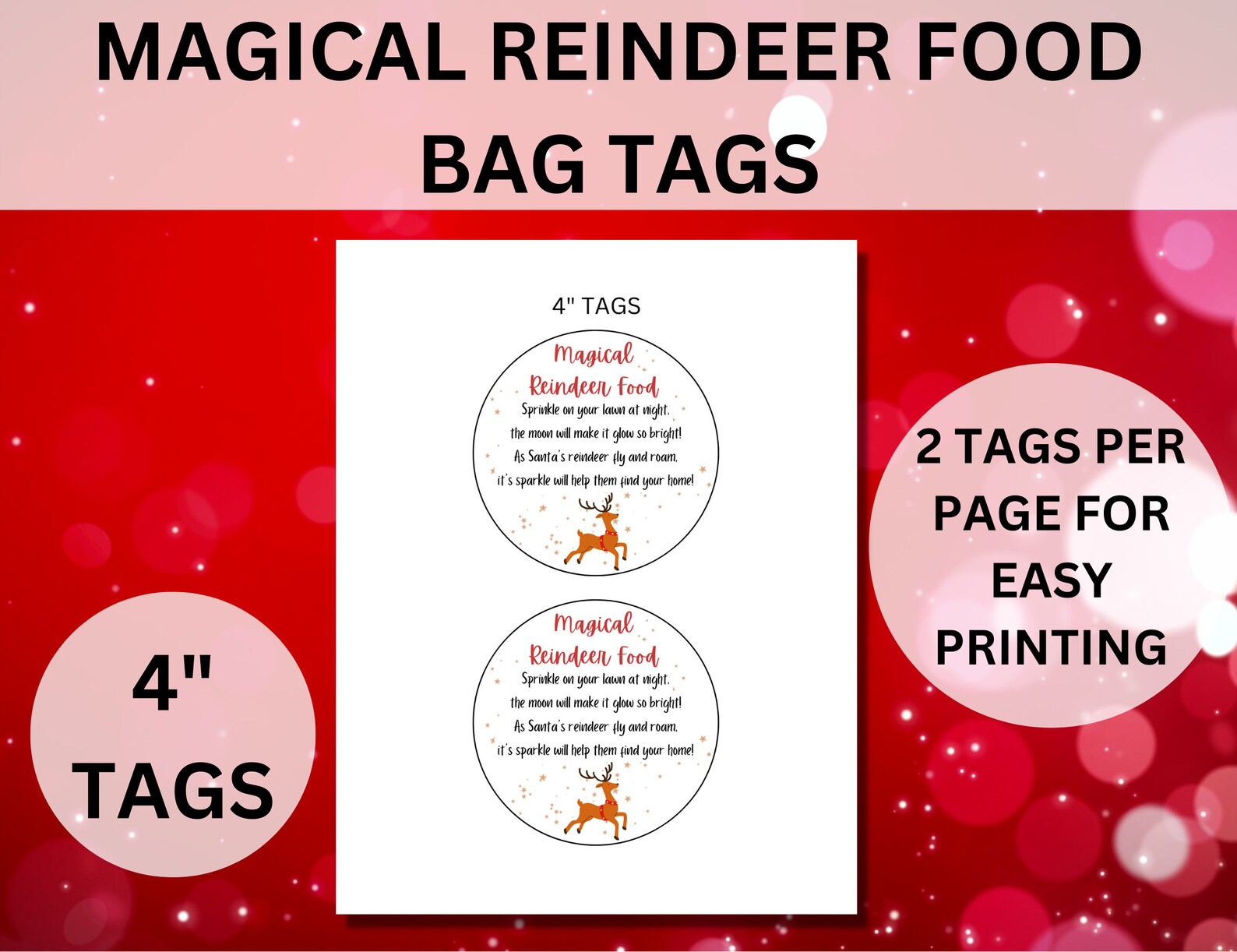 Printable Magical Reindeer Food Tag, Magic Reindeer Food Labels ...