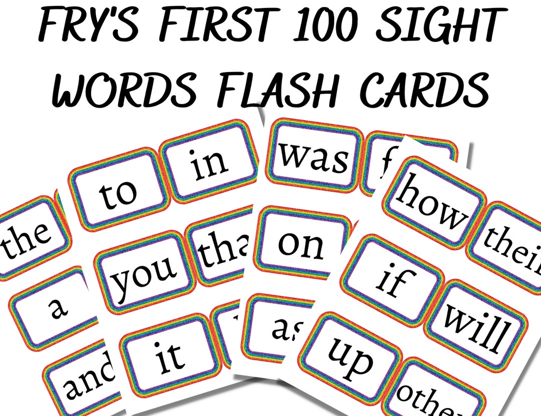 Fry's First 100 Sight Words Flash Cards Pre-k - Etsy