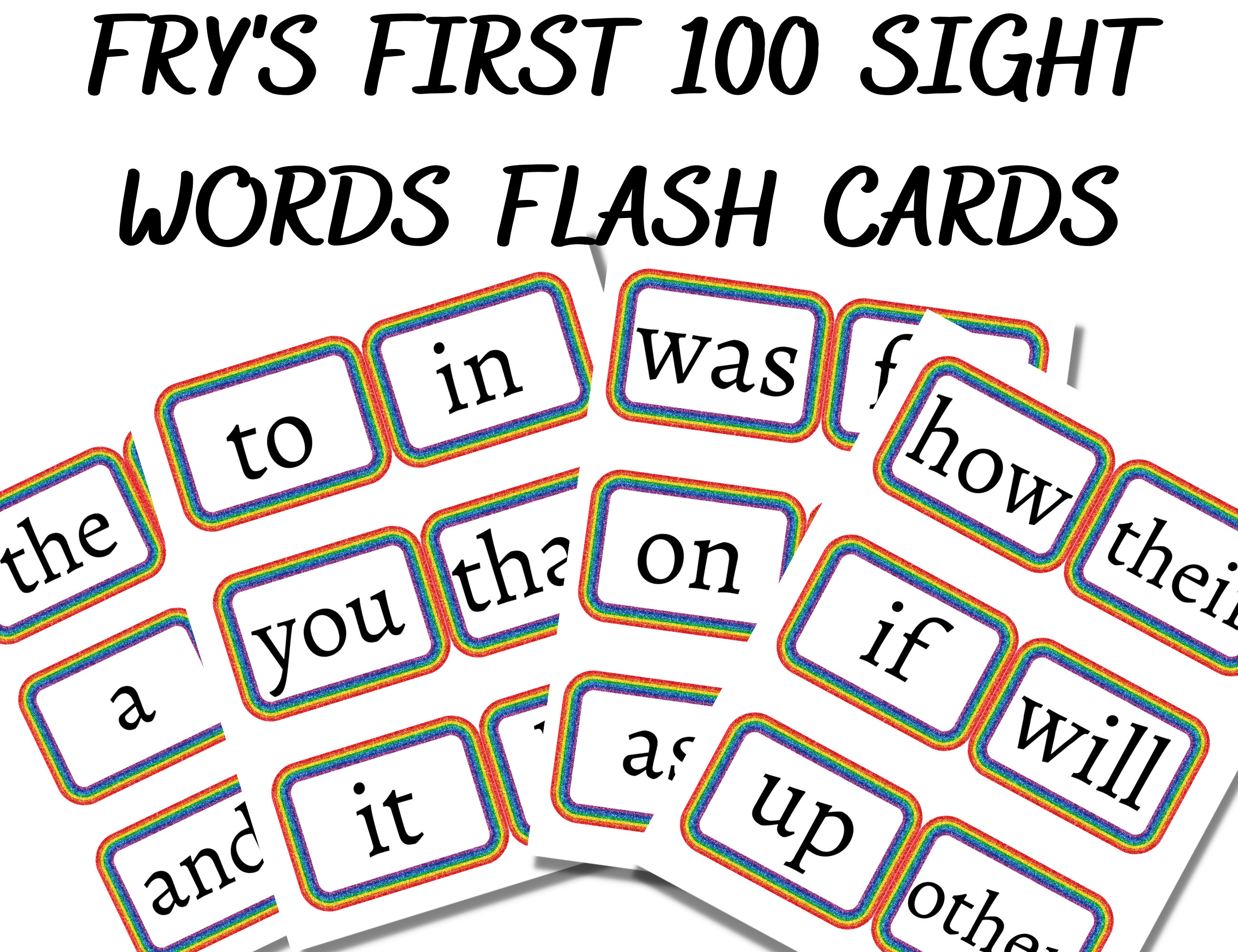 Fry's First 100 Sight Words Flash Cards Pre-k - Etsy