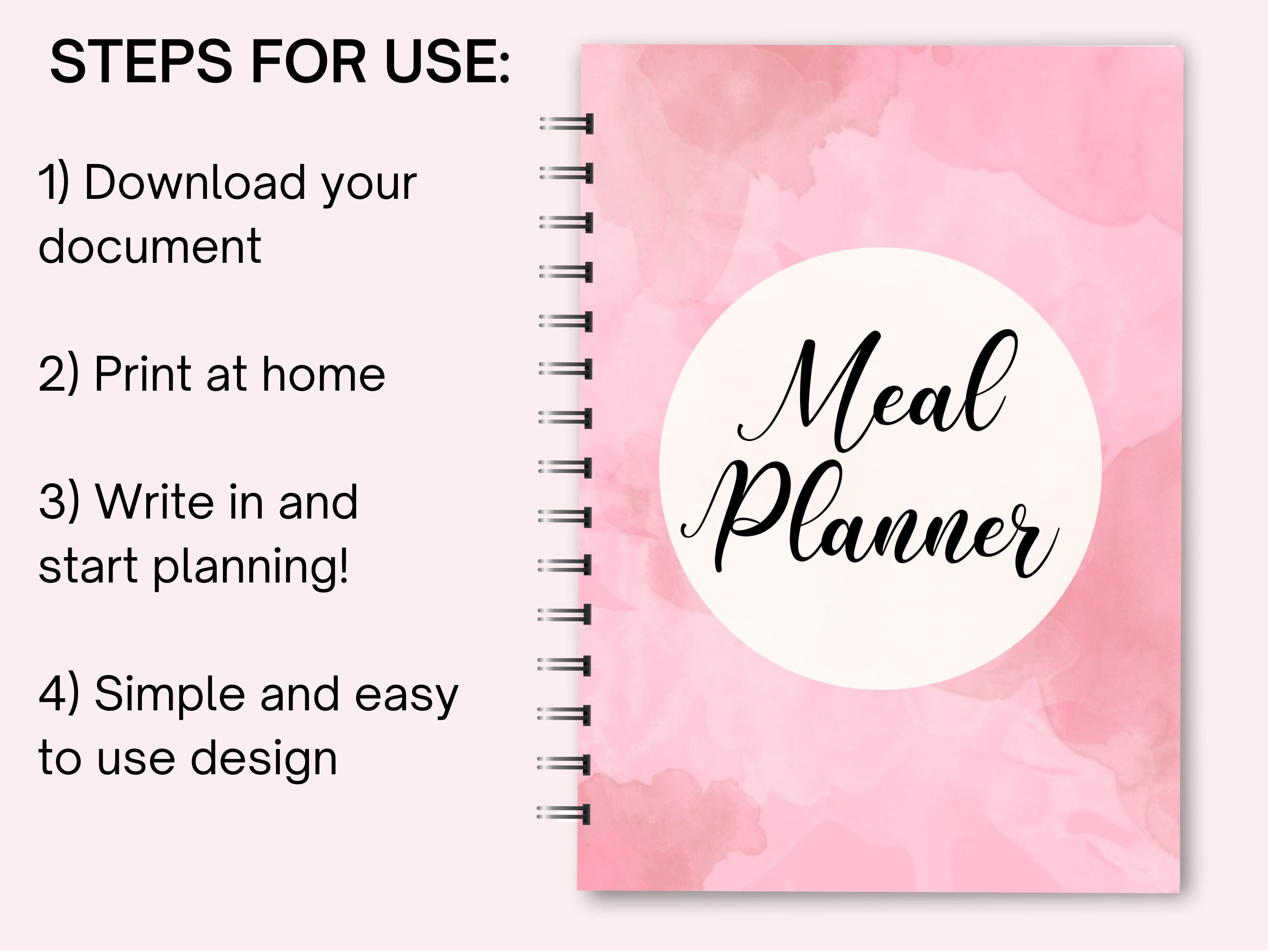 Rose Pink Meal Planner, Meal Prep, Meal Planning, Grocery List ...