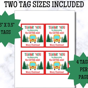Printable Christmas Bus Driver Thank You Card, Bus Driver Gift Tag, Bus ...