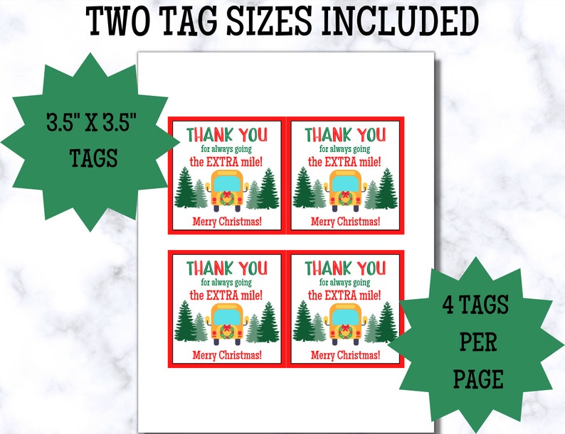 Printable Christmas Bus Driver Thank You Card, Bus Driver Gift Tag, Bus ...