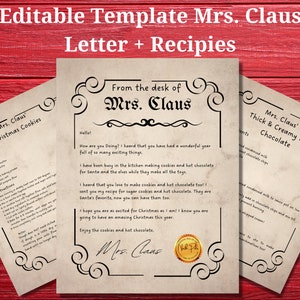 Editable Vintage Letter From Mrs Claus Template, A4 Size, Sugar ...
