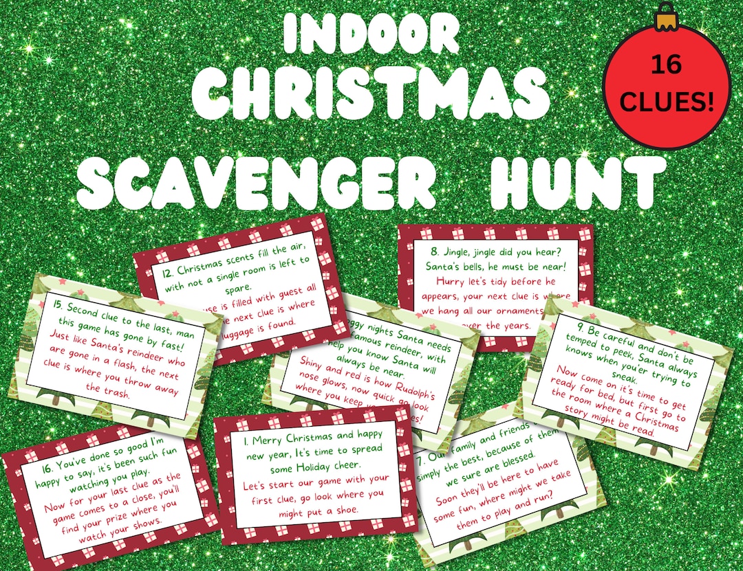 Indoor Christmas Scavenger Hunt Game, Christmas Treasure Hunt Game ...