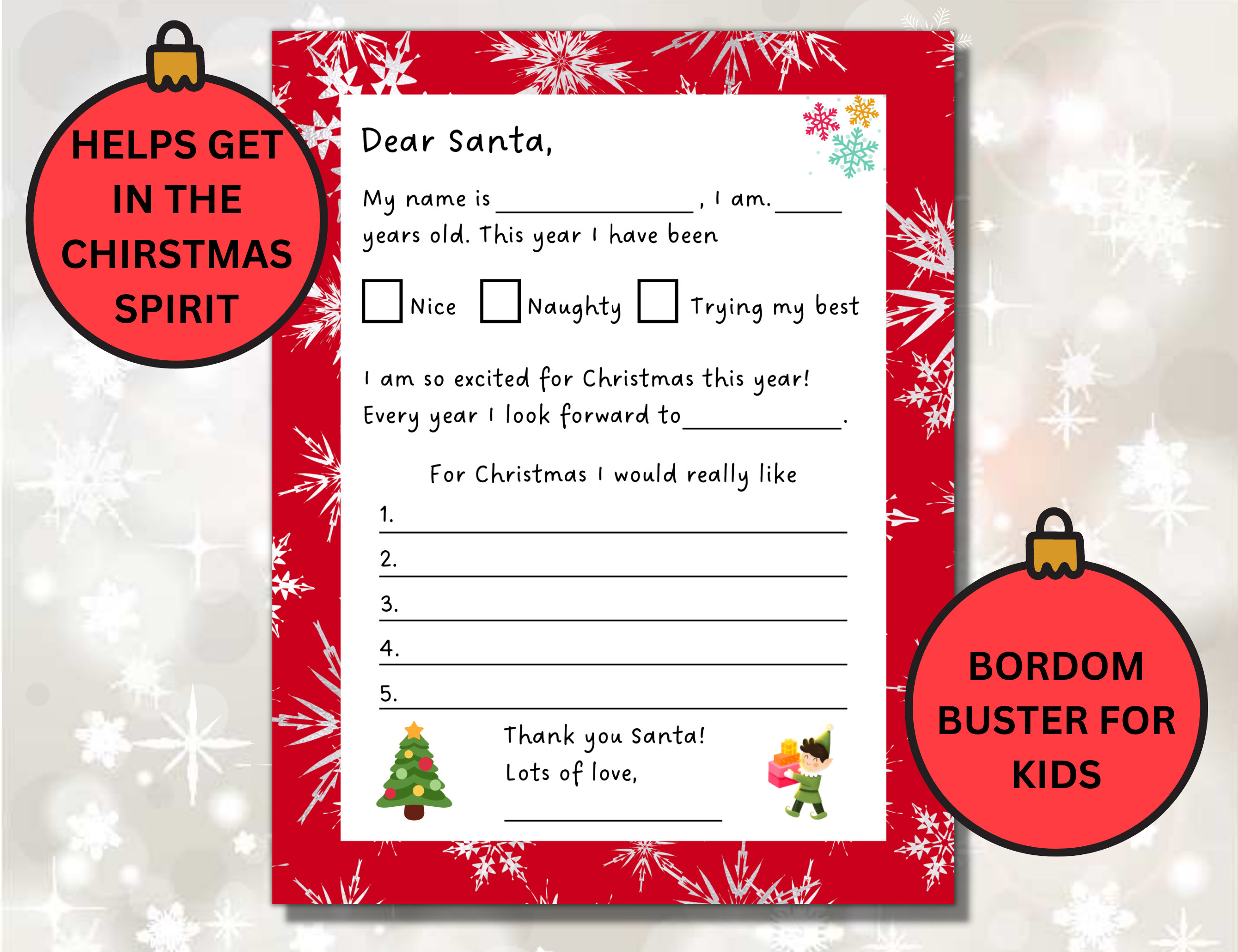 Letter to Santa| Christmas Letter| A4 Size| Dear Santa| North Pole Mail ...