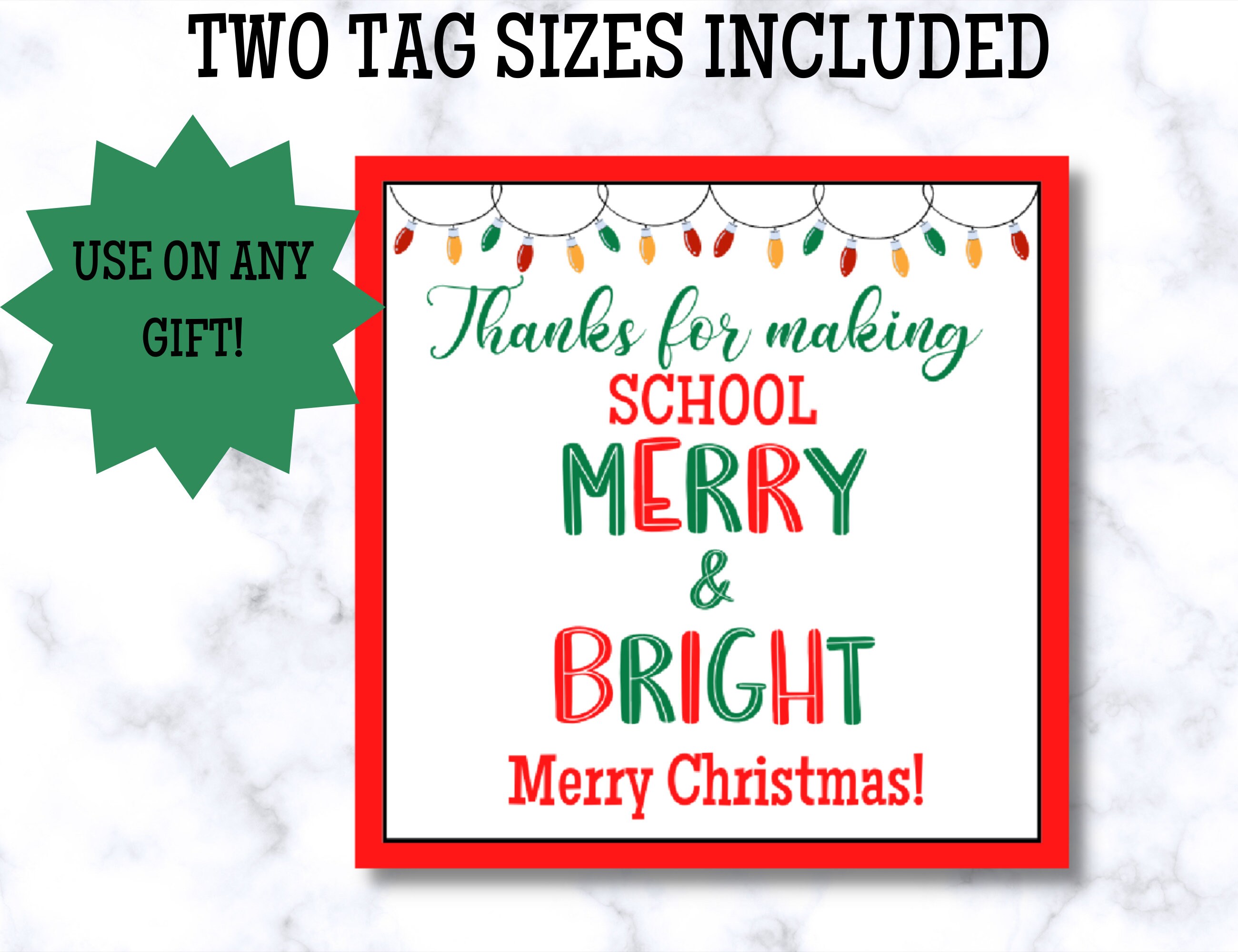 Printable Teacher Christmas Gift Tag, Thank You for Making School Merry ...