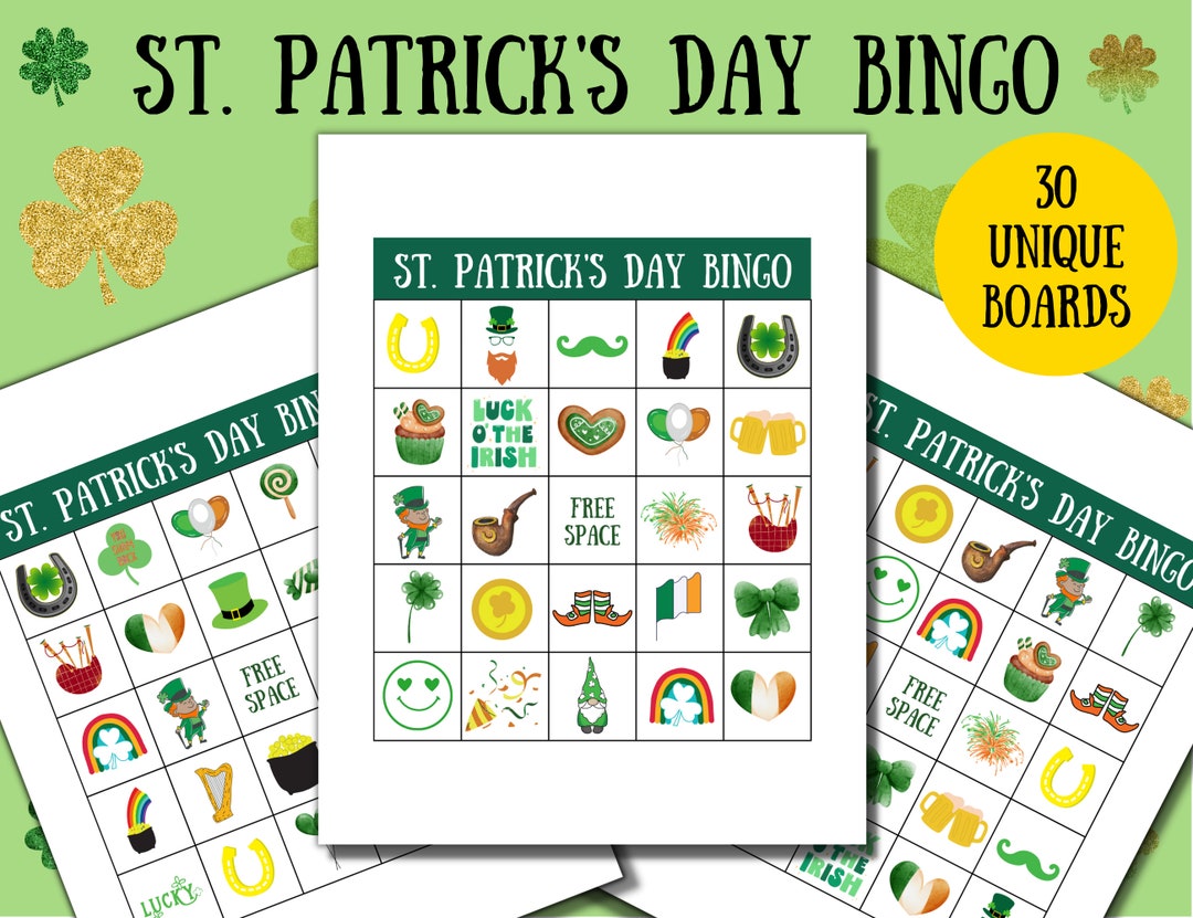 St Patricks Day Bingo Cards, Printable Bingo Cards, St Patricks Day ...