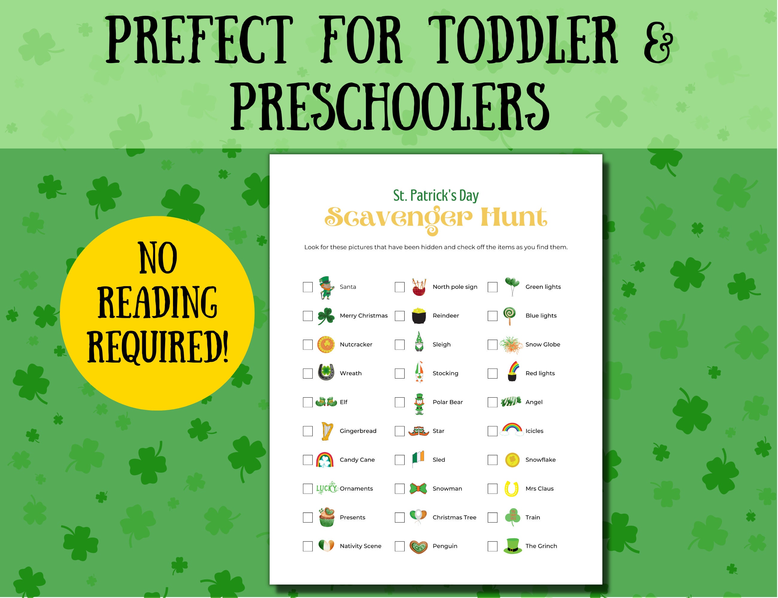 Indoor St Patricks Day Scavenger Hunt Game, Treasure Hunt Clues ...