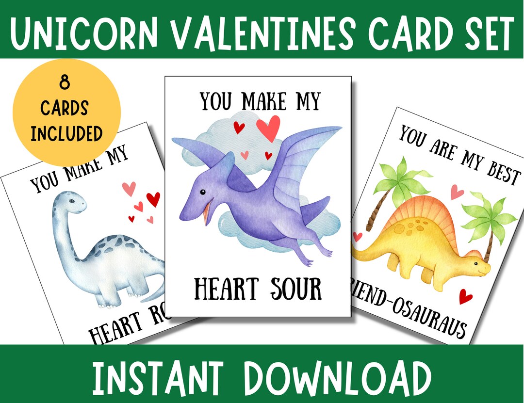 Printable Dinosaur Valentines, Dinosaur Valentine Tags, Class Valentine ...