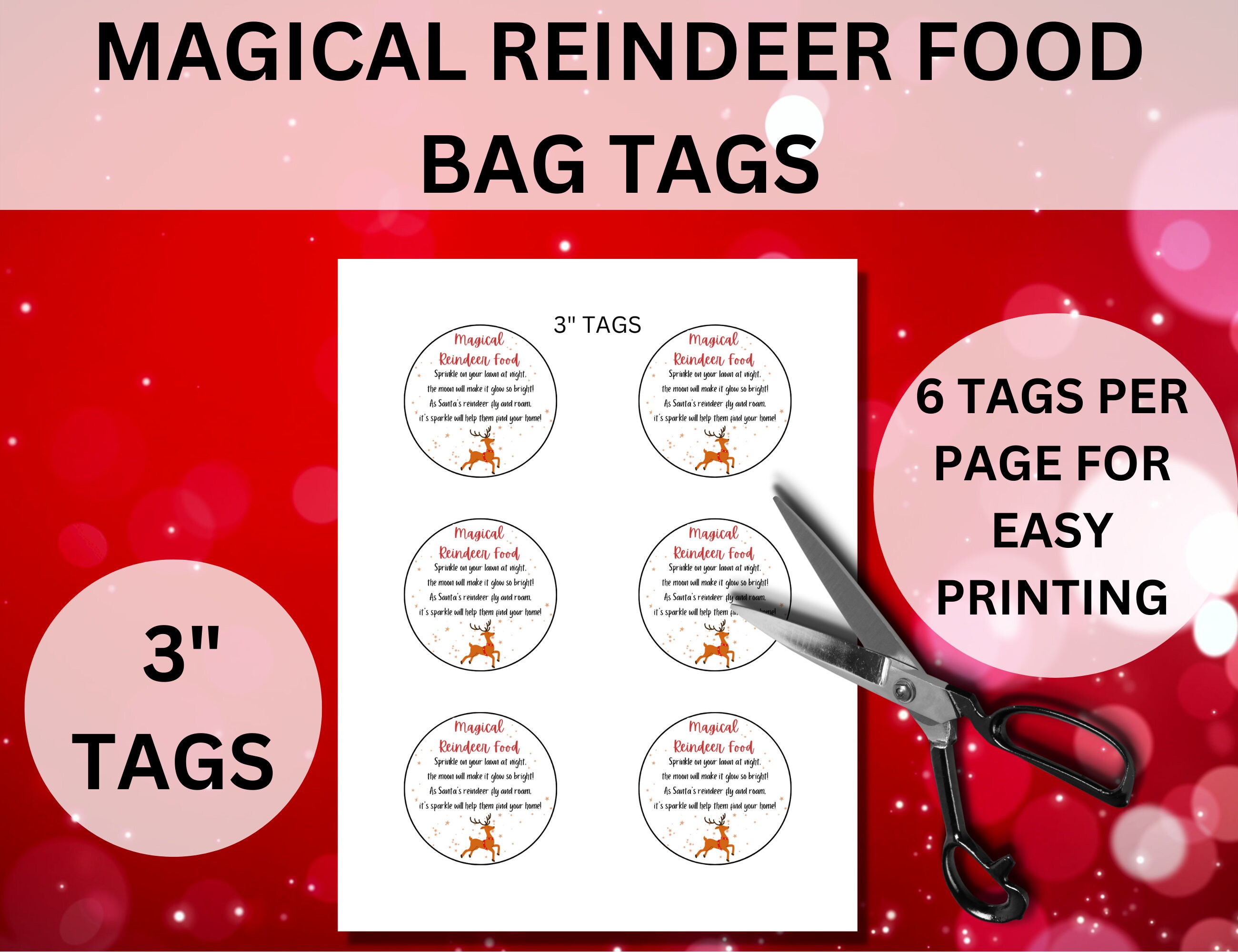 Printable Magical Reindeer Food Tag, Magic Reindeer Food Labels ...