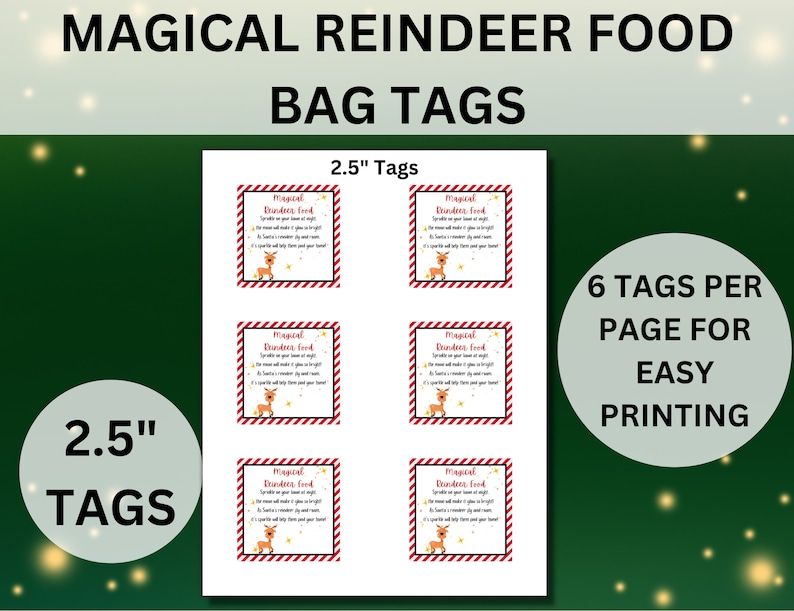 Printable Magical Reindeer Food Tag, Magic Reindeer Food Labels ...