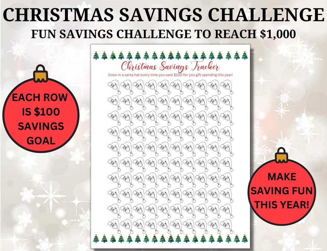 Christmas Savings Challenge, A4 Size, Christmas Budget, Christmas ...