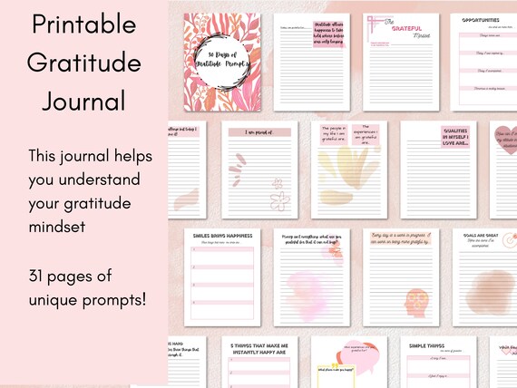 Printable Gratitude Journal Self Care Journal Mental Health - Etsy