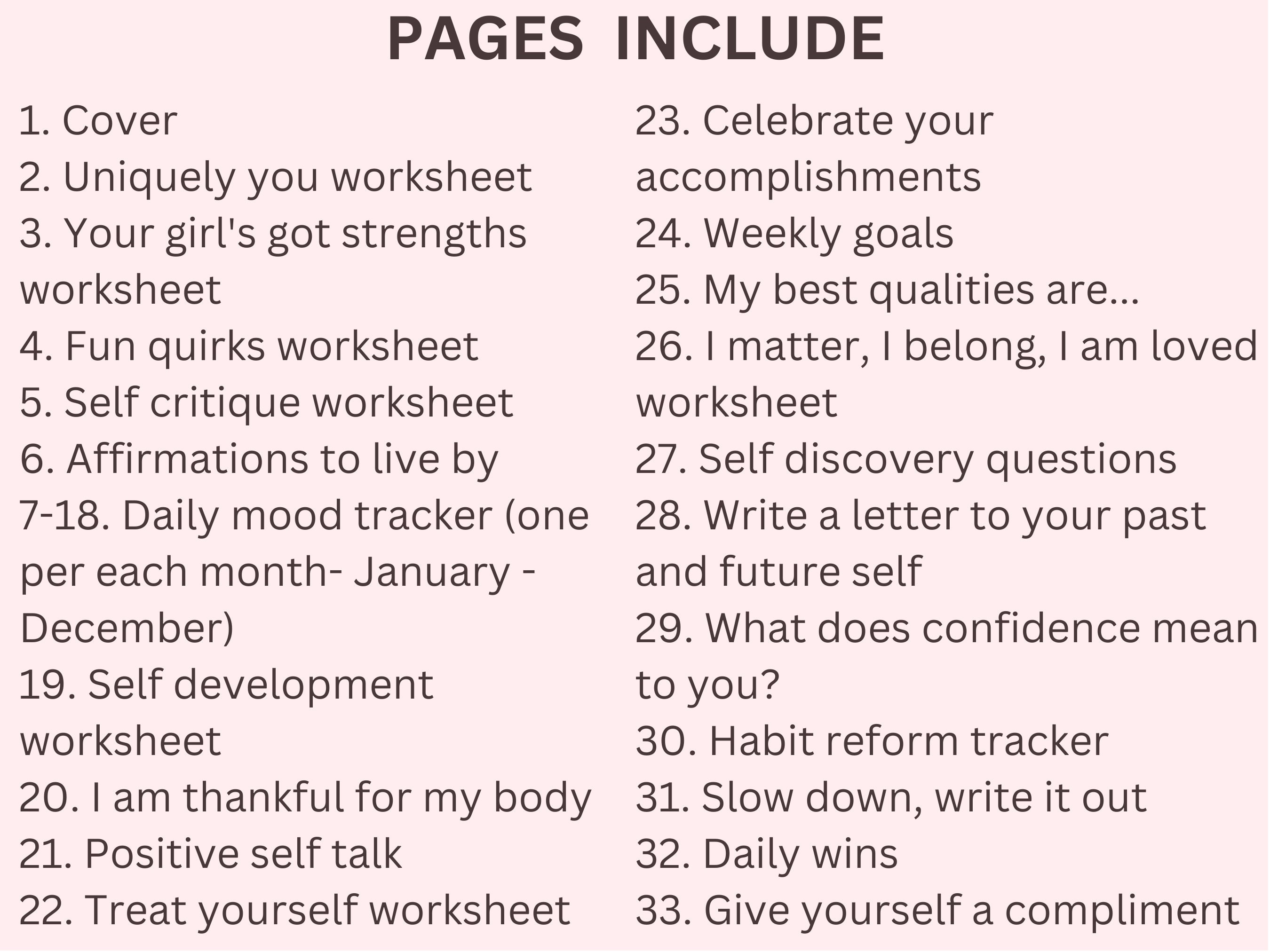 Printable Self Confidence Journal, Self Love Workbook, Self Care ...