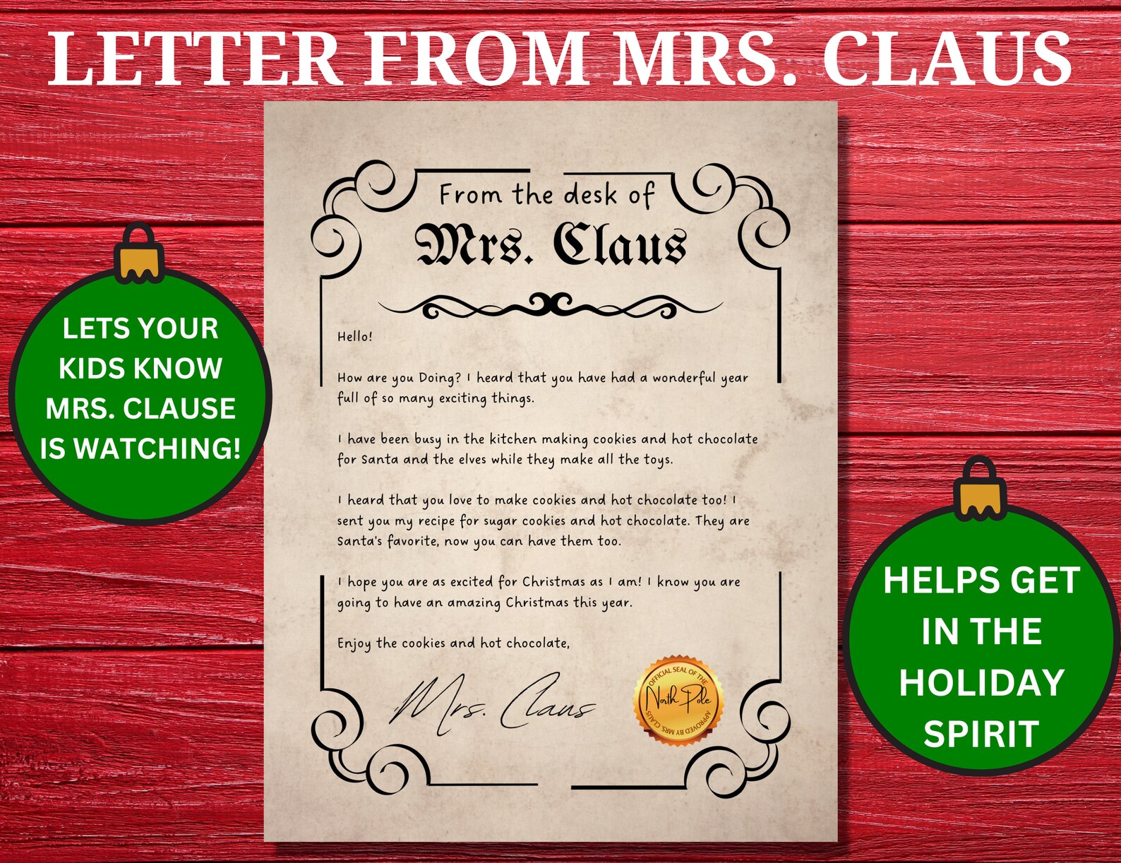 Editable Vintage Letter From Mrs Claus Template, A4 Size, Sugar ...