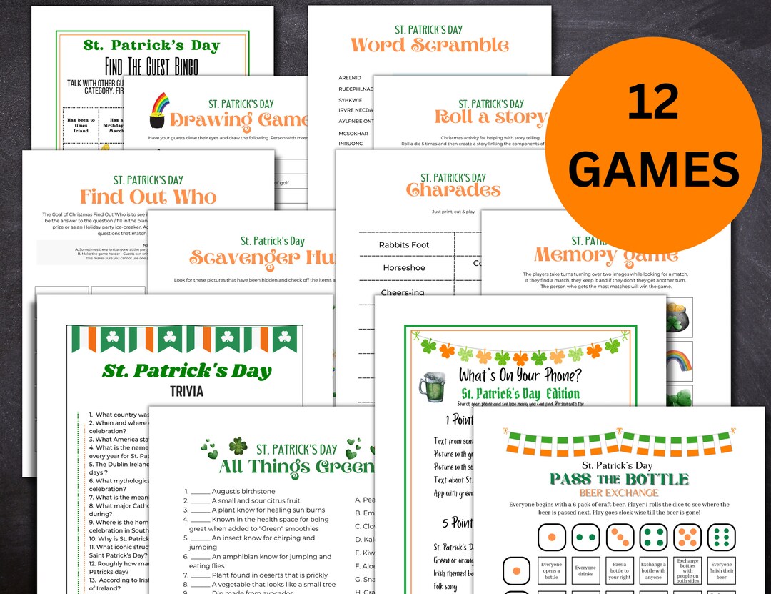 St Patricks Day Game, Game Bundle, Family Game Night, Class Room Game ...