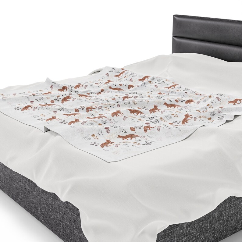 Cottagecore Mushroom Blanket Fox Blanket Velveteen Throw - Etsy
