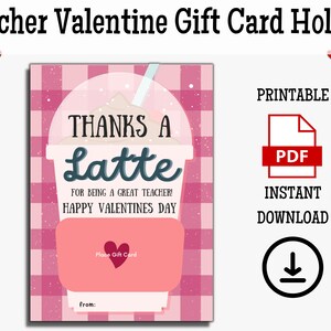 Valentine Printable Teacher Gift Card Holder, Valentine Teacher Card ...