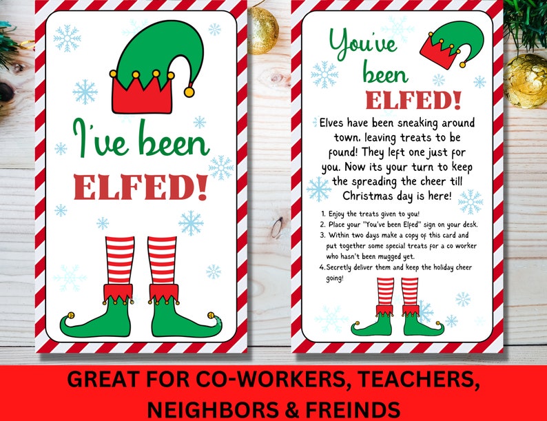 You've Been Elfed | Elf Printable | Elf Sign | Secret Santa Game ...