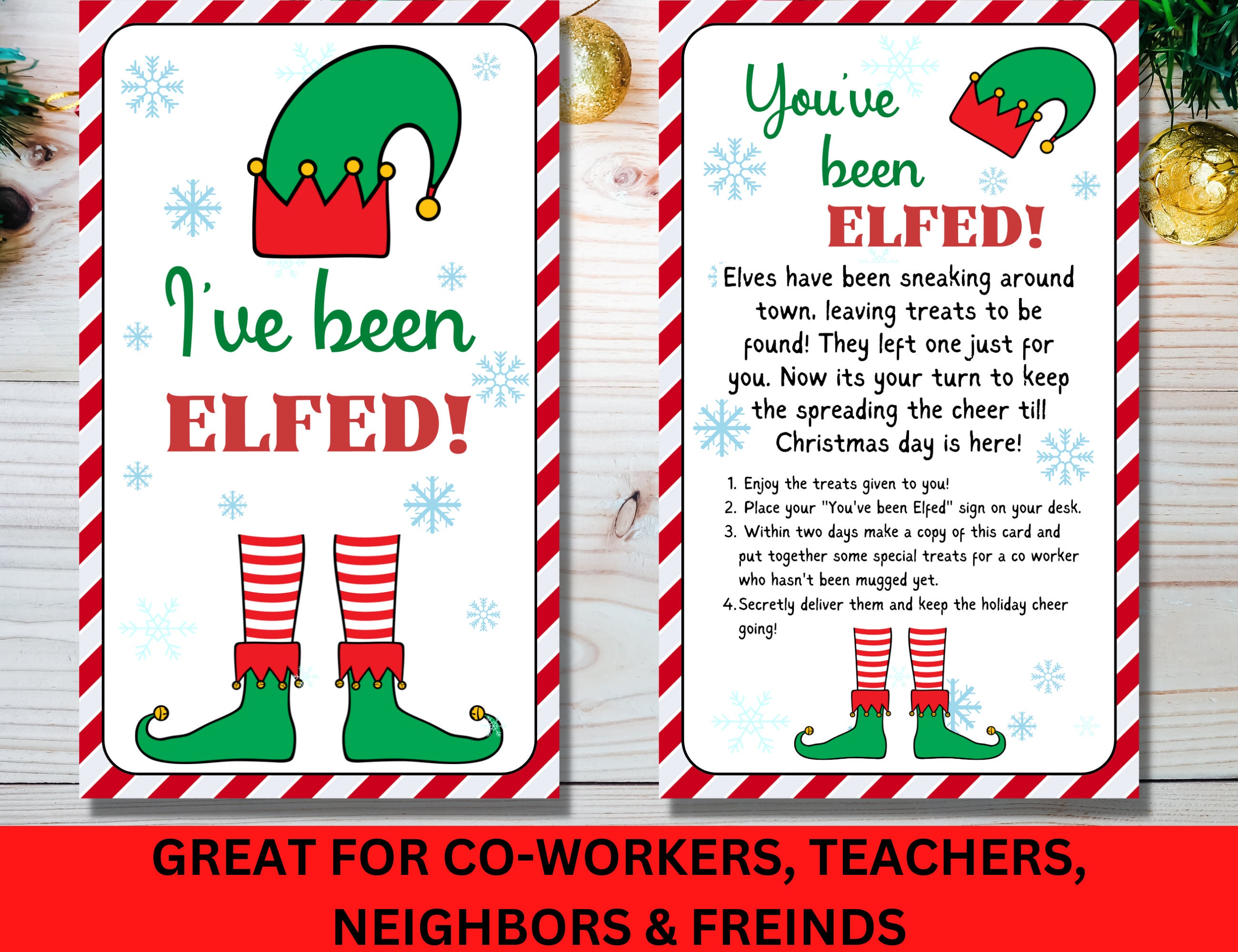 You've Been Elfed | Elf Printable | Elf Sign | Secret Santa Game ...