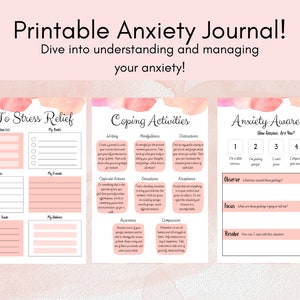 Printable Anxiety Journal Mental Health Workbook Self Care - Etsy