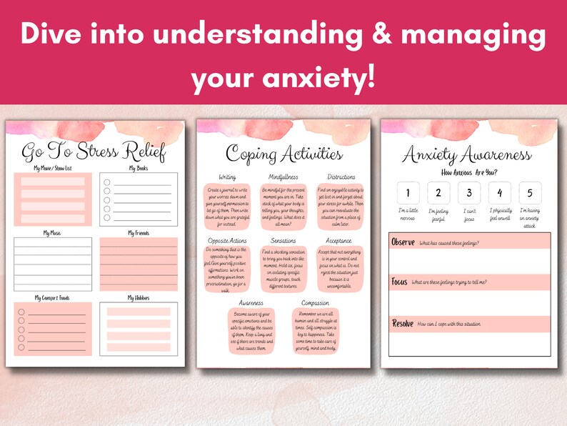 Printable Anxiety Journal, Mental Health, Self Care Journal, Anxiety ...