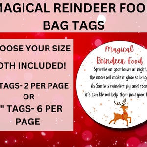 Printable Magical Reindeer Food Tag, Magic Reindeer Food Labels ...