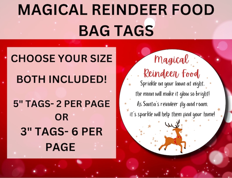 Printable Magical Reindeer Food Tag, Magic Reindeer Food Labels ...
