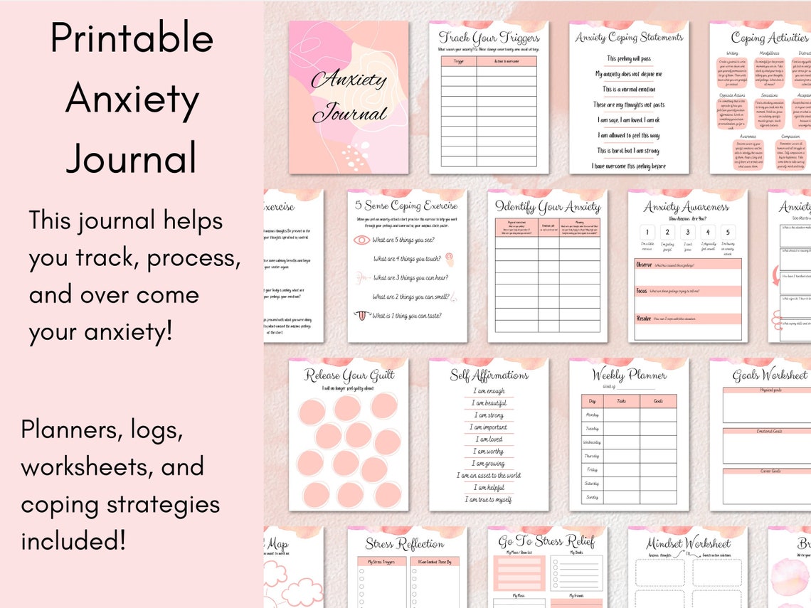 Printable Anxiety Journal Mental Health Workbook Self Care - Etsy