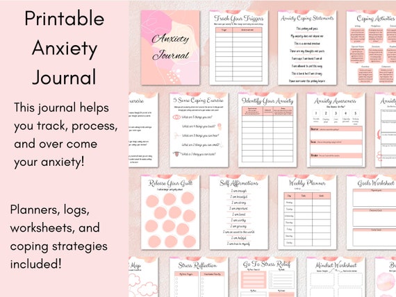 Printable Anxiety Journal Mental Health Workbook Self Care - Etsy