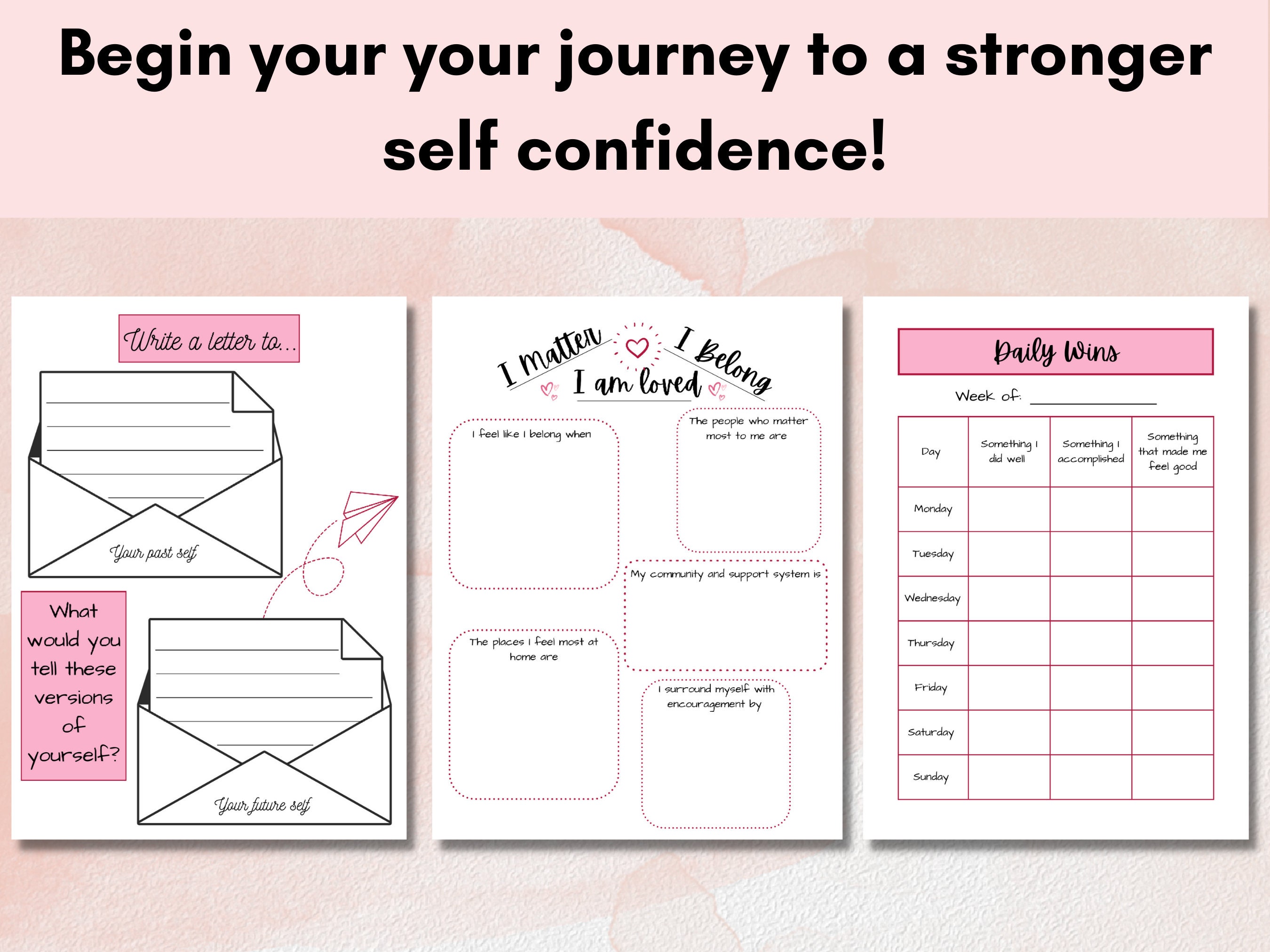 Printable Self Confidence Journal, Self Love Workbook, Self Care ...
