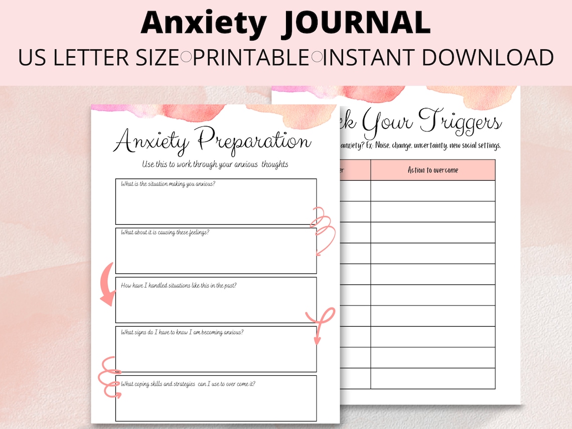 Printable Anxiety Journal Mental Health Workbook Self Care - Etsy