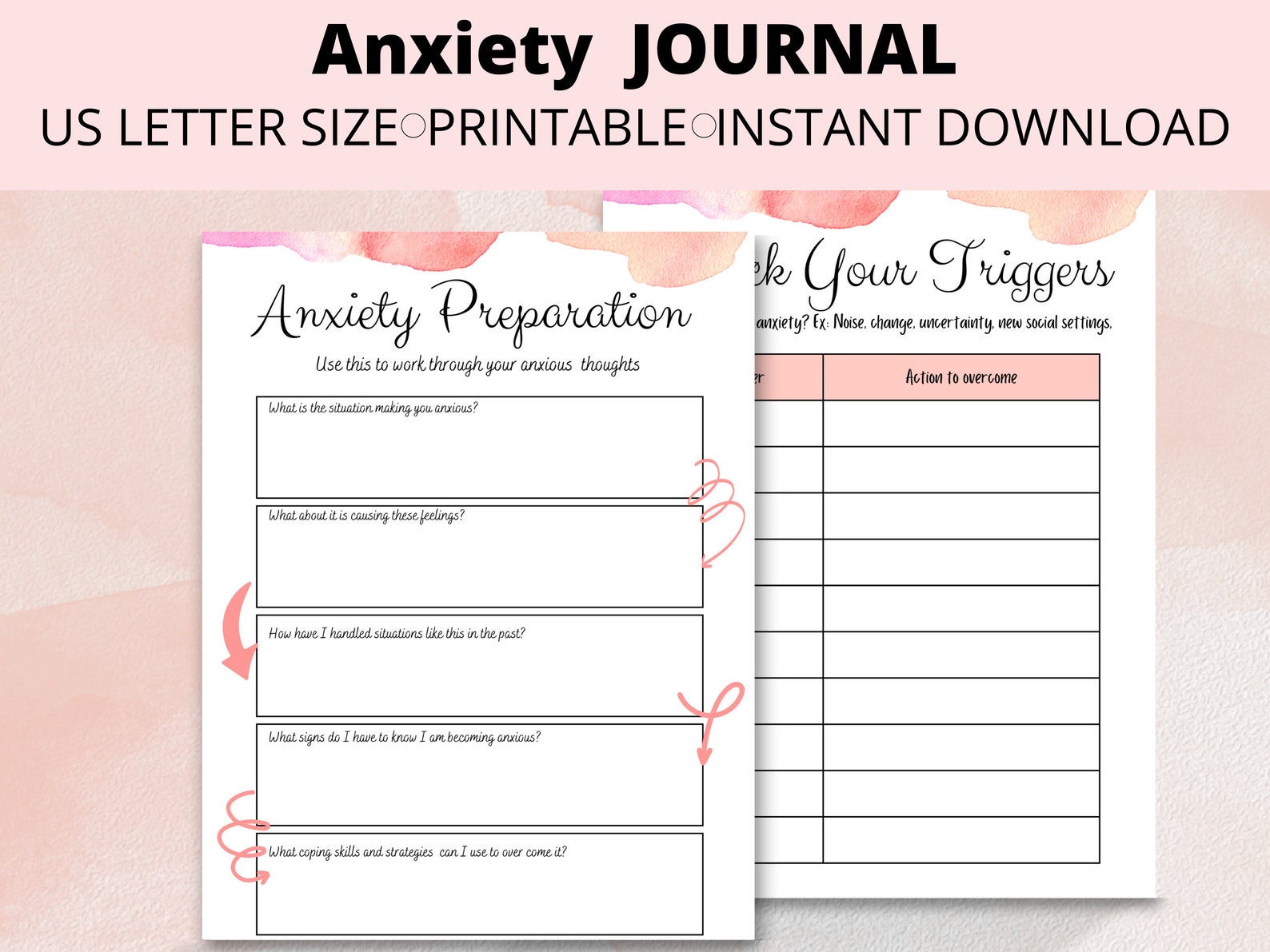 Printable Anxiety Journal Mental Health Workbook Self Care - Etsy