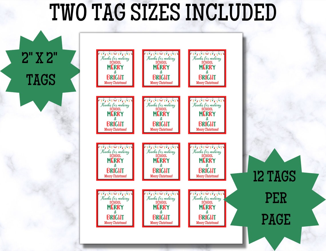 Printable Teacher Christmas Gift Tag, Thank You for Making School Merry ...