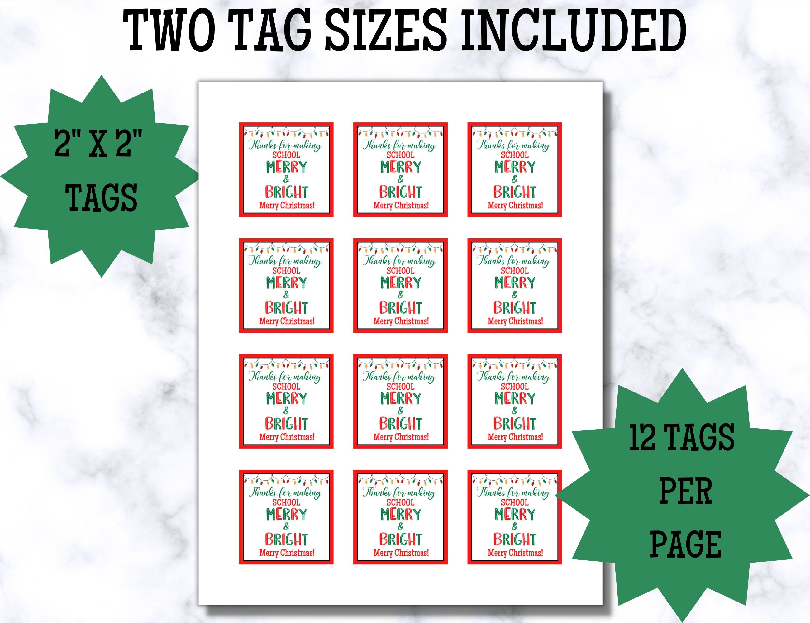 Printable Teacher Christmas Gift Tag, Thank You for Making School Merry ...