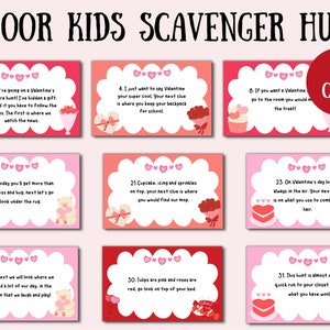 Indoor Valentines Scavenger Hunt Game, Valentine Treasure Hunt Clues ...