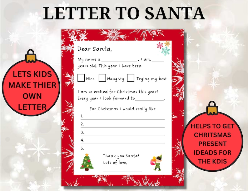 Letter to Santa| Christmas Letter| A4 Size| Dear Santa| North Pole Mail ...