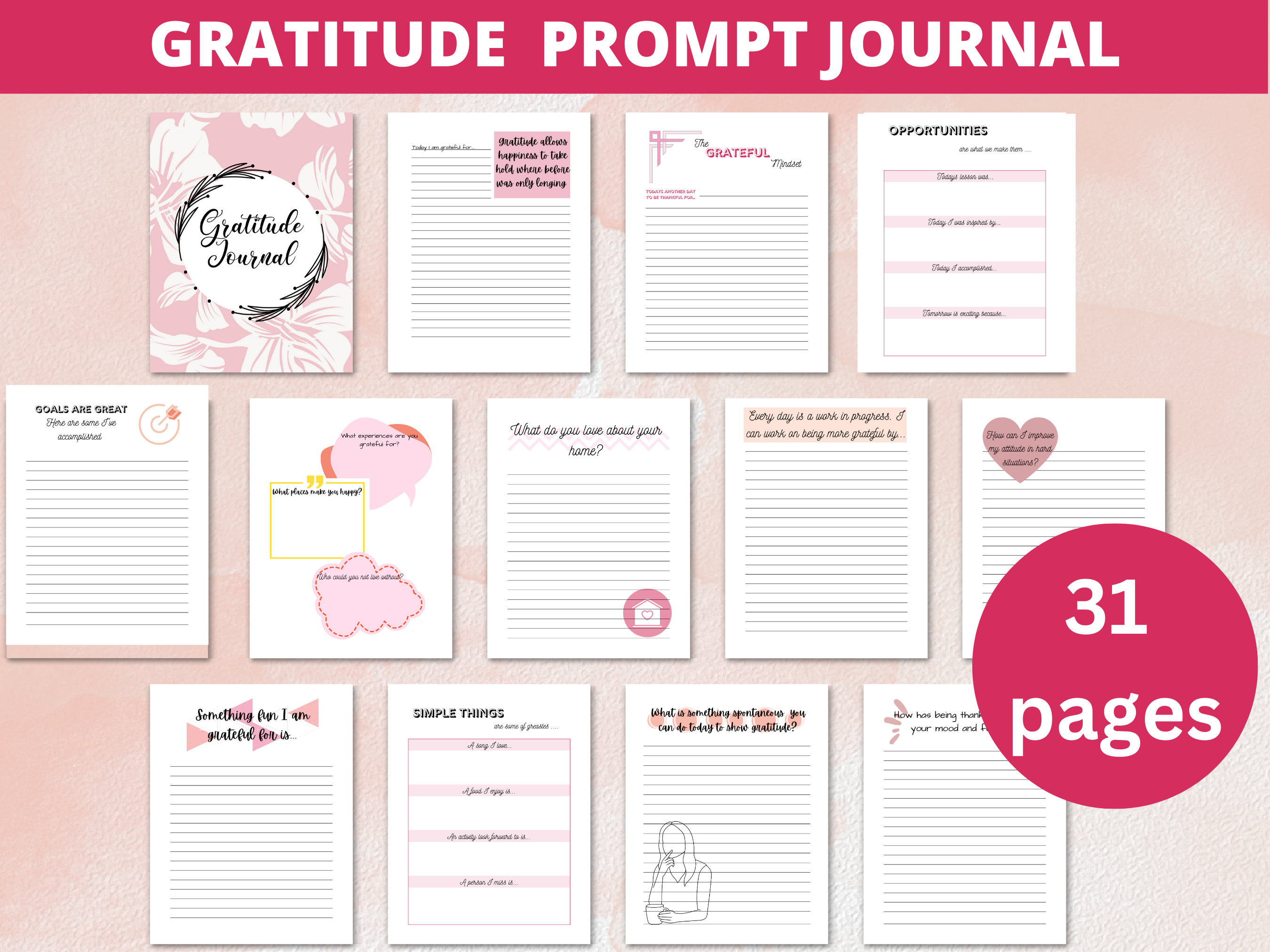 Printable Gratitude Journal Self Care Journal Mental Health - Etsy