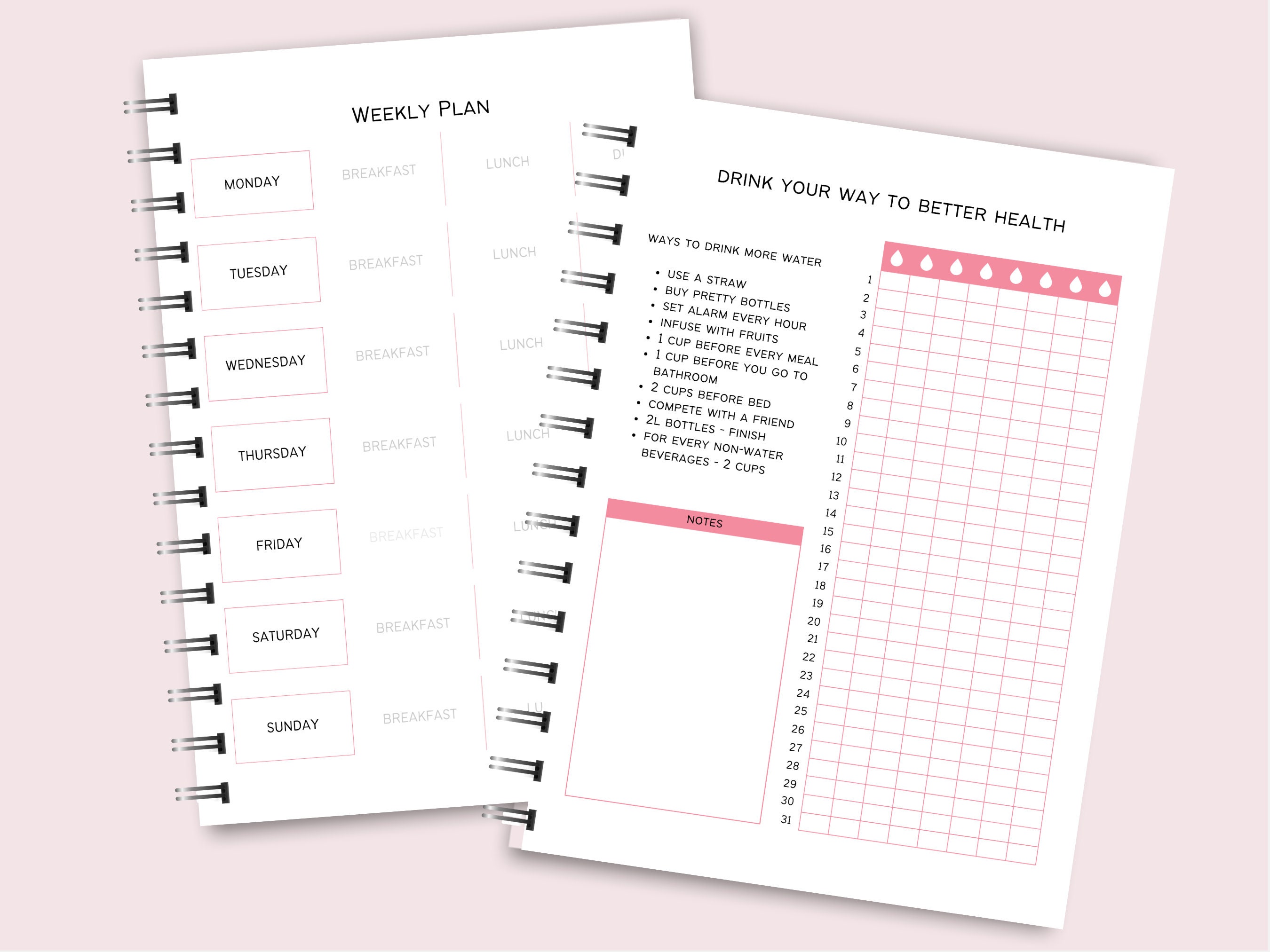 Rose Pink Meal Planner, Meal Prep, Meal Planning, Grocery List ...