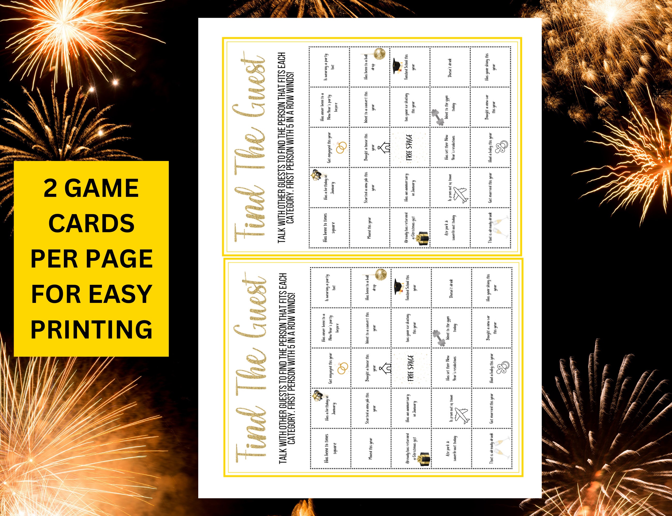 New Year's Find the Guest Game, Printable New Years Eve Game, New Year ...